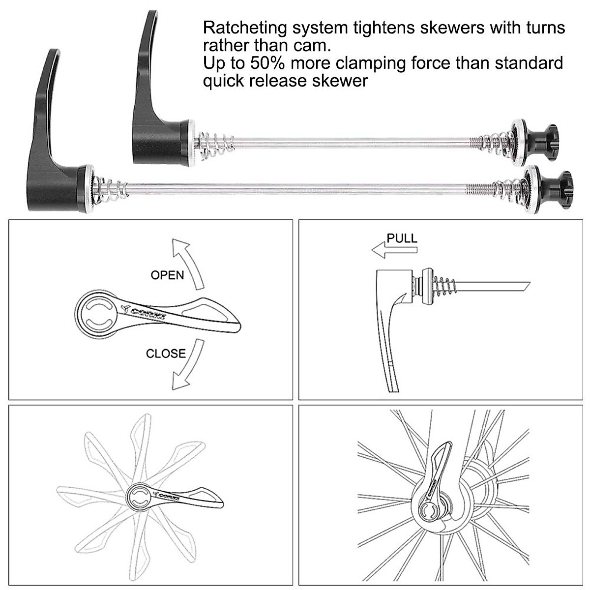 Dioche Bike Release Skewer Front Rear, Ti Axle & CNC Alloy Skewers for Mountain Bike Road Quick Release(100/130 -Black)