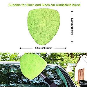 5 Pack Car Care Replaced Microfiber Clothes for XINDELL Windshield Cleaning Brush Cotton Terry Washable Car Washing Pads - 5 Inch Diameter (Green,Triangle)
