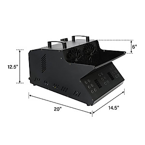 TC-Home 3000W Stage Bubble Fog Machine with LED Lights 3 In 1 Double Bubble Fans DMX Stage Machine Stage Effect for Party Wedding w/Remote control