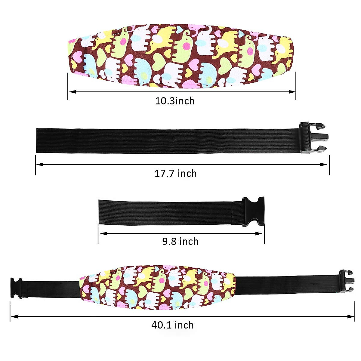 2 Packs Toddler Car Seat Neck Relief and Head Support, Pillow Support Head Band Easy Installation On Most Convertible Seats and Safety to Babies and Kids(Elephant)