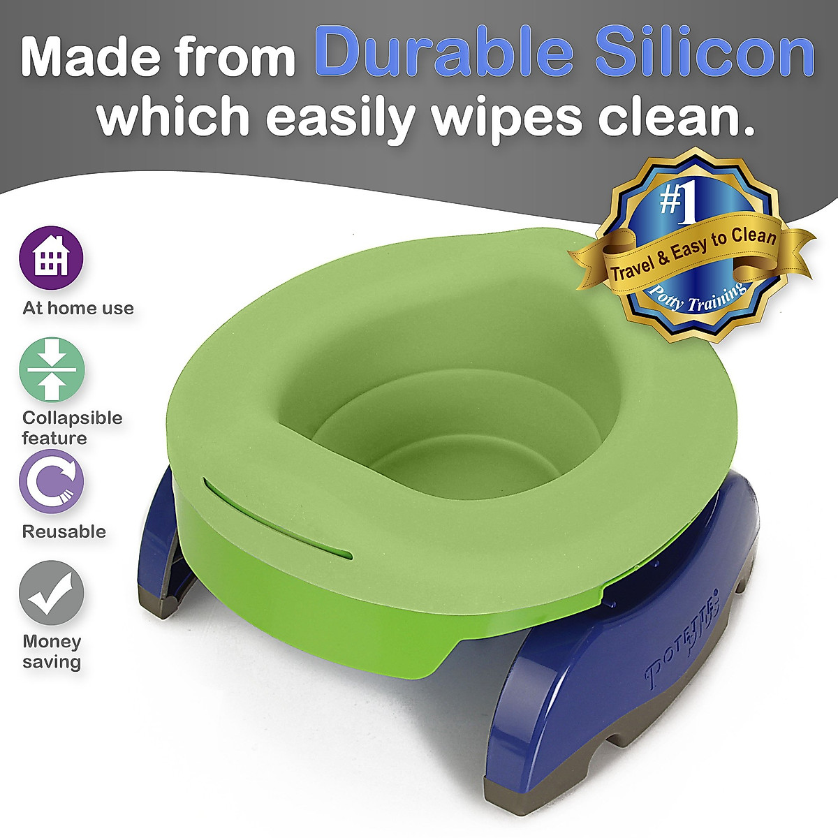 Reusable Collapsible Travel Potty Liner : Kalencom Potette Plus Potty Liner for Home Use with The 2-in-1 Potette Plus Potty (Sold Separately) (Green)