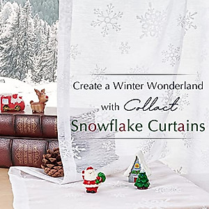COLLACT White Sheer Curtains Snowflake Sheer Curtains for Living Room Rod Pocket Curtains for Window 84 Inch Long 2 Panel Set Modern Sheer White Curtain Set