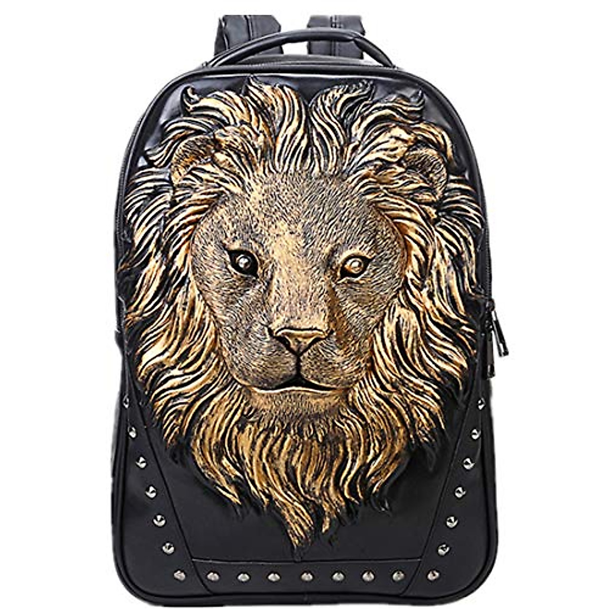 Berchirly Men 3D Lion Head Backpack Casual Daily Use Bookbag Shoulder Outdoor Travel Bag