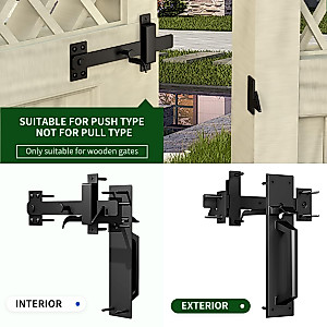 WEWORTH Heavy Duty Gate Latch for Wooden Fence, Aluminum Two Side Swinging Door Latch Gate Hardware,Self Locking Outswinging Door Latch Gate for Garden,Farm,Outdoor Fence, Wooden Gates