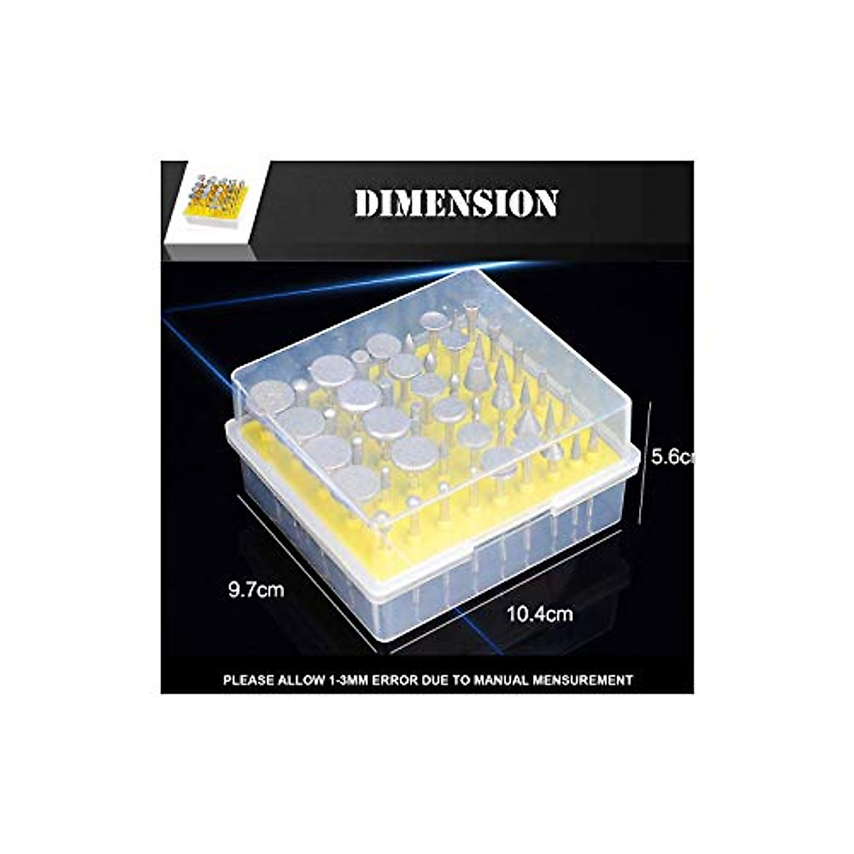 CNQLIS 50 Pcs 1/8 Inch Diamond Burr Set Coated Grinding Stone Carving Bits, Diamond Drill Bits Compatible with Dremel Rotary Tools for Jewelry Glass Gems Ceramic Stones Polishing