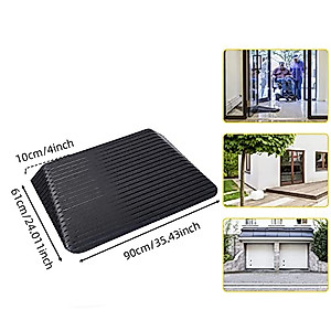 4" Rubber Threshold Ramp, Doorways Heavy Duty Wheelchair Ramps, Rated 2200 Lbs Load Capacity, Non-Slip Surface Rubber Solid Threshold Ramp for Wheelchair, Scooter, Mobility Scooters
