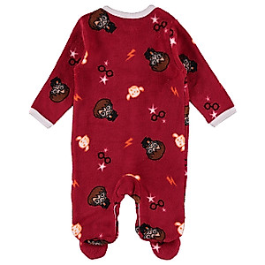 Harry Potter Baby Boys Long-Sleeve Bodysuit Pajamas - Baby Boy Clothes Prints (Red/Yellow, 3-6 Months)