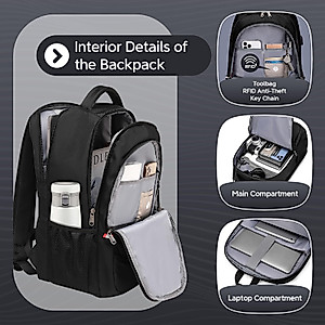 XJ-HOME Travel Laptop Backpack Anti Theft Water Resistant Backpacks School Computer Bookbag with USB Charging Port for Men Women College Students Fits 17.3 Inch Laptop Black