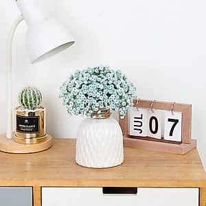 JUSTOYOU 10 Pcs Artificial Babys Breath Flowers, Blue Artificial Flower, Fake Gypsophila Real Touch Flowers for Wedding Party Home Garden Decoration （Blue, Not include vase）