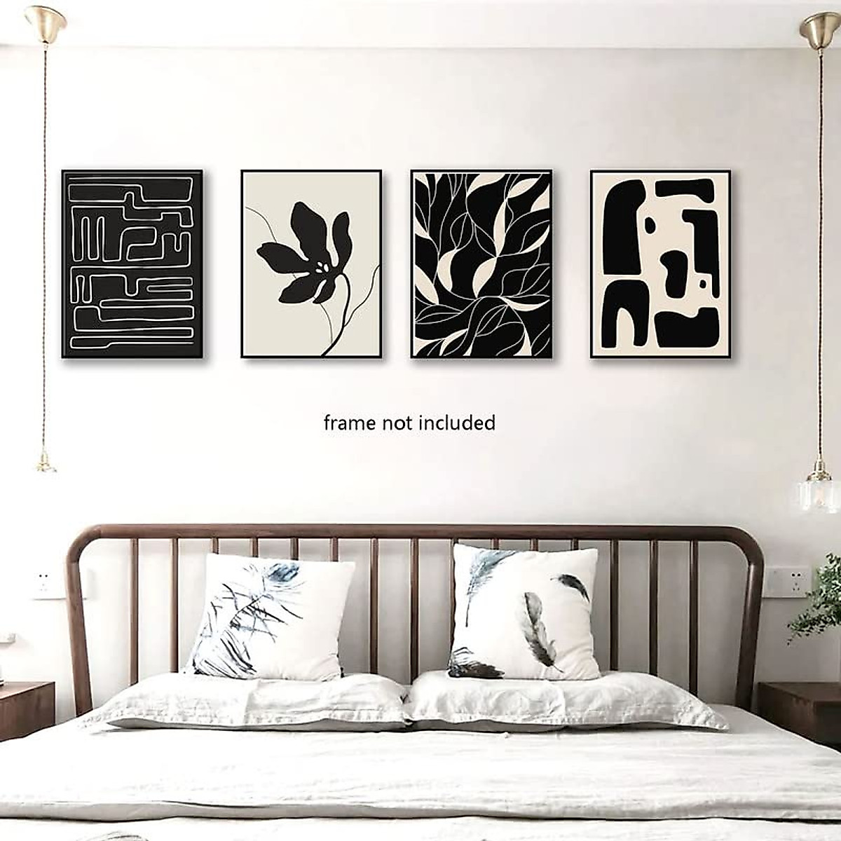 EASSYGIFI Mid Century Modern Wall Decor,Abstract Minimalist Wall Art，Modern Art Wall Decor,Neutral Canvas Painting，Modern Art Gallery Wall Decor, Black And White Home Decor 12X16 Inch 4Pcs (No Frame)