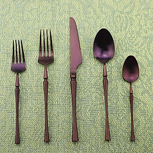 Gugrida Unique & Beautiful Flatware Set - 20 Piece Iridescent Silverware Sets | 18/10 Stainless Steel Reusable Cutlery Set | Purple Utensils Service For 4 with Dessert Fork, Knife, Spoon, Dinner Fork