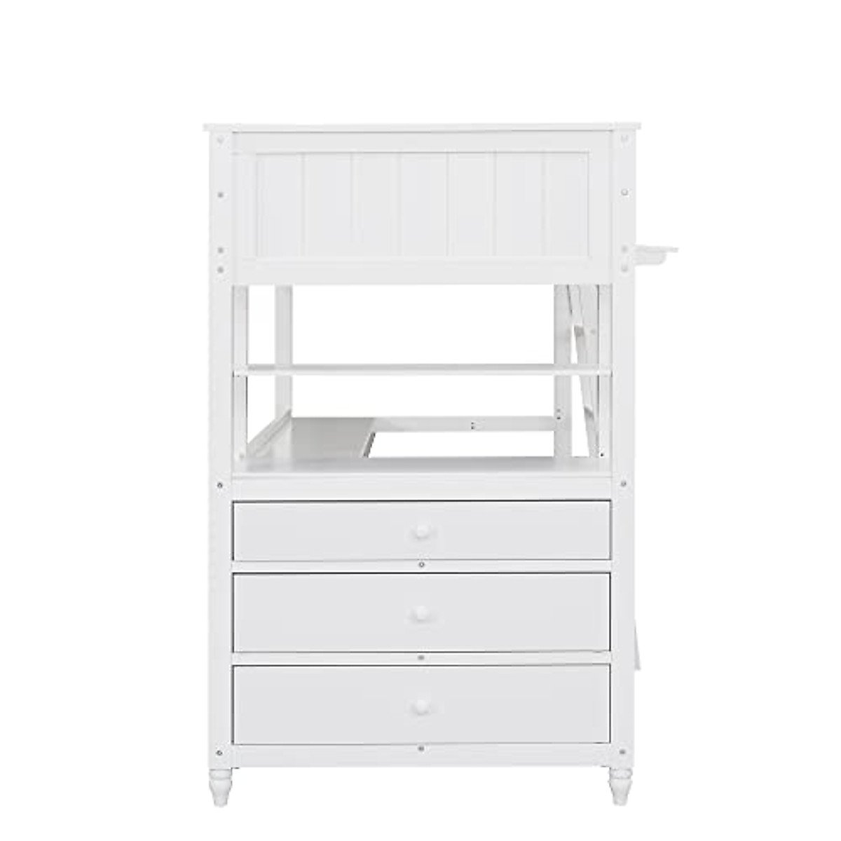 TARTOP Twin Size Loft Bed with Desk and Drawers, Wooden Loft Bed with Storage Shelves for Kids Teens Adults,No Box Spring Needed,White