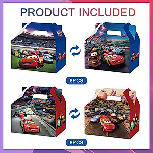 MSJEHQI 16Pcs Cars Party Gift Boxes, Cars favors Boxes Party bag for Kids Themed Party Supplies Favor Snack for Kids Adults