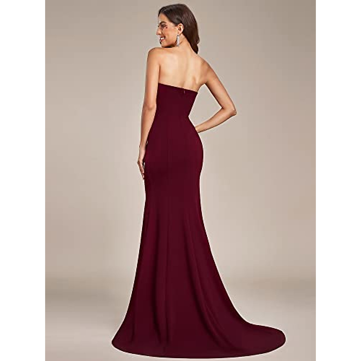 Ever-Pretty Womens Fishtail V Neck Tube Long Ball Gowns Bodycon Dresses for Women Burgundy US16