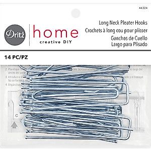 Dritz Home 44324 Long Neck Pleater Drapery Hooks (14-Piece) , Silver