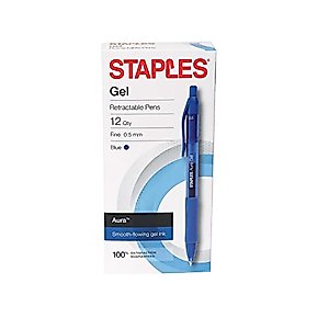STAPLES 2321360 Aura Gel Rt Fine 0.5Mm Blue 12