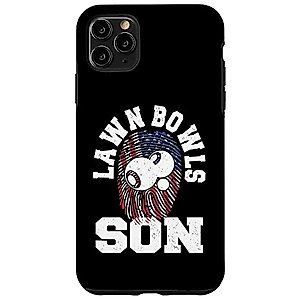 iPhone 11 Pro Max American Flag Fingerprint Patriotic Sports Lawn Bowls Son Case