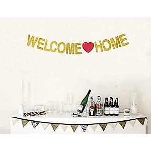 GZFY Welcome Home Banner Gold Glitter Banner for Home Decoration Family Party Welcome Home Decoration Welcome Home Sign