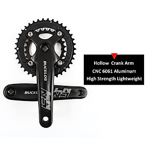 BUCKLOS Double/Triple 64/104 BCD Square Taper Bike Crankset - 2x/3x Mountian Bike MTB 170mm Bicycle Cranksets with 22/24/26/32/38/42/44T Chainring for 8/9/10 Speed
