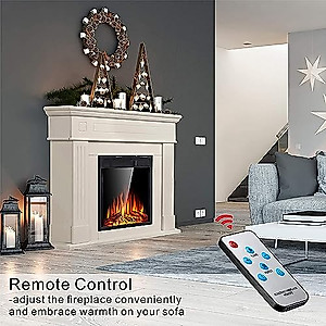 Xbeauty 44" Electric Fireplace with Mantel Package Freestanding Fireplace Heater Corner Firebox with Log & Remote Control,750-1500W,(White)