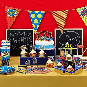Superhero Party Supplies Cake Stand Superhero Party Favors Cupcake Stand for Kid's Birthday Party Decorations+ Masks