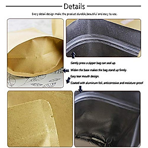 SumDirect Kraft Stand Up Pouches - 50 Pack 5x7 Inch Ziplock Food Storage Reusable Bags with Foil Lined for Home or Business (Brown)