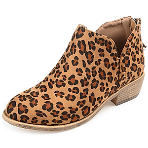 Journee Collection Womens Livvy Wide Width Back Heel Zip Stacked Heel Booties - 8 W - Leopard