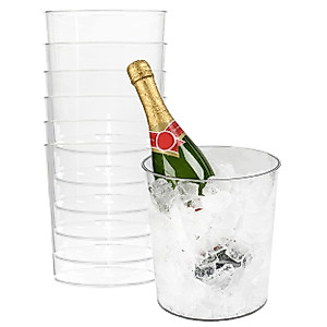 Spec101 Champagne Ice Bucket 6 Pack - Wine Bottle Chiller Beverage Tub Clear Plastic Ice Bucket Wine Buckets for Parties