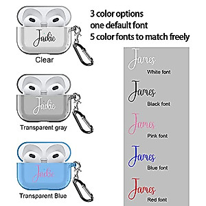 AIPNIS Personalized Case Compatible with AirPods 3,Custom Name Gift Shock Absorption Soft Clear TPU for Airpods 3rd Generation 2021 Cover,with Keychain