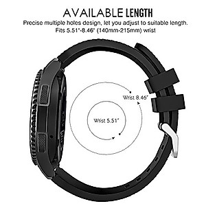 MoKo Band Compatible with Samsung Galaxy Watch 3 45mm/Gear S3 Frontier/Classic/Galaxy Watch 46mm/Huawei Watch GT2 Pro/GT 46mm/GT2 46mm/Ticwatch Pro 3, Silicone Strap Fit 22mm Band, BLACK