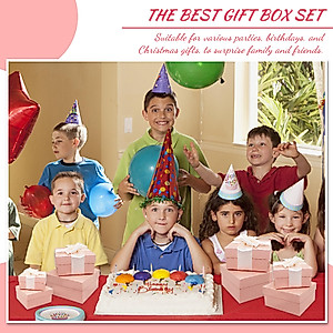 GLGHMH 6 Pack Square Nesting Gift Boxes With Lids,Bridesmaid Proposal Box with Ribbon Thank You Card，For International Woman's Day Wedding Anniversaries Birthdays Baby Shower Thanksgiving (PINK)