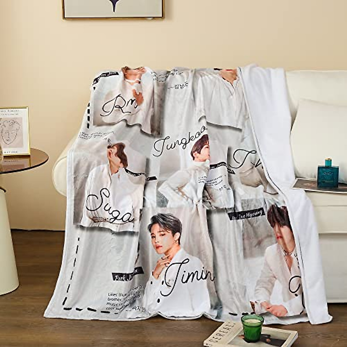 Kujou Sara 21 Cartoon Blanket Bt Throw Air Conditioning J-Hope Jimin Blankets Sofa Army Blankets Flannel Blankets Quilt Blankets for Living Room Bedroom 50"X60"
