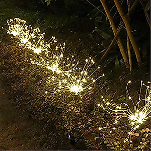 Yard Decor, 2 Pack Solar Lights Outdoor Waterproof Garden Lights IP65 2 Lighting Modes Solar Firework Lights for Garden Patio Yard Pathway Parties Christmas Porch Farmhouse Decor,Warm White