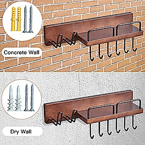 Key Holder for Wall, Key Hooks for wall, Wood Key Holder for Wall Decorative with 8 Key Hooks and A Floating Shelf, Key Rack Perfect for Rustic Home Decor