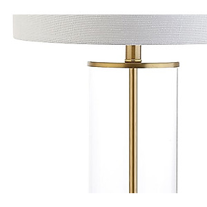 JONATHAN Y JYL2005A Collins 29" Glass LED Table Lamp Modern Contemporary Glam Bedside Desk Nightstand Lamp for Bedroom Living Room Office College Bookcase LED Bulb Included, Clear/Brass Gold