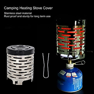Fdit Camping Mini Heater, Camping Heating Stove Cover Portable Stainless Steel Camping Stove Accessories for Outdoor Winter Fall