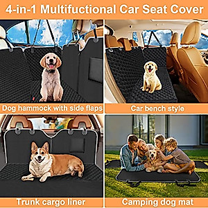 Mancro Dog Car Seat Cover for Back Seat, Waterproof Car Seat Protector for Dogs with Side Flaps, Scratchproof Dog Backseat Cover, Durable Nonslip Dog Hammock for Sedans, Trucks, SUVs, Standard