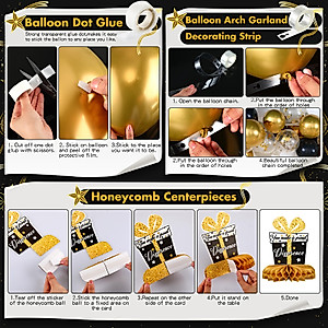 Foilswirl Employee Appreciation Decorations We Appreciate You Banner Triangle Flag Banner Heart Banner 3D Tables Honeycomb Centerpieces Balloons for Farewell Retirement Going Away Party (Black, Gold)