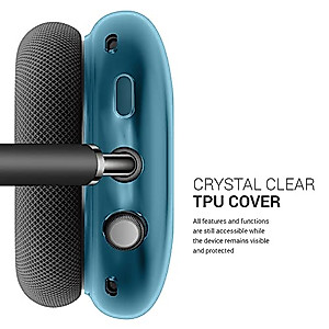 kwmobile Covers Compatible with Apple AirPods Max Cases - 2X Soft TPU Ear Cup Case Protectors - Light Blue/Transparent