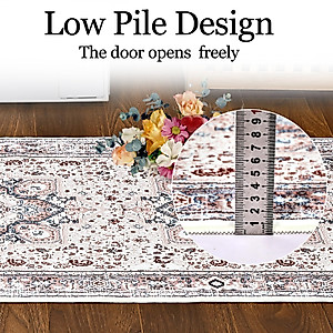 GAOMON Washable Area Rug 8x10 Bohemian Rug Soft Low-Pile Washable Rug with Non-Slip Backing, Grey Plant Floral Pattern Vintage Rug for Living Room Bedroom Dining Home Office,8x10