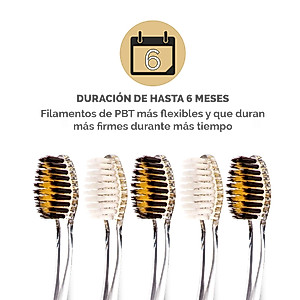 Nano-b Manual Toothbrush for Adults with Sensitive Gums, Gold & Charcoal Soft/Medium Bristles, Travel Case, Crystal