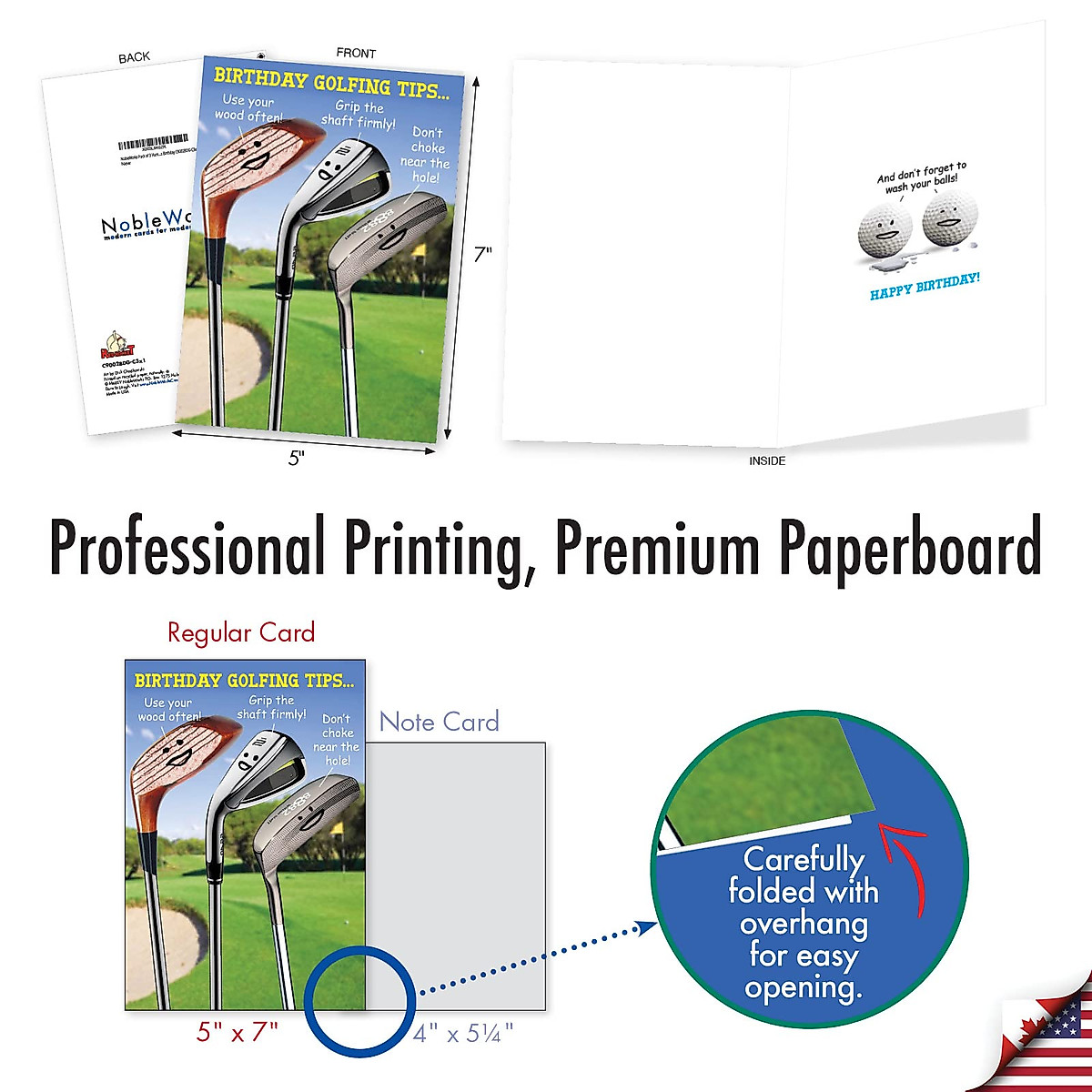 NobleWorks Pack of 3 Humorous Birthday Greeting Cards with Envelopes (1 Design, 3 Each) Birthday Golfing Tips Birthday C9002BDG-C3x1