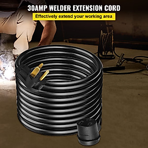 VEVOR Welder Extension Cord 30Amp 25ft 250V, Welding Power Cord with NEMA 6-50 Plug 10 Gauge 3 Prong for MIG Lincoln Plasma Miller TIG
