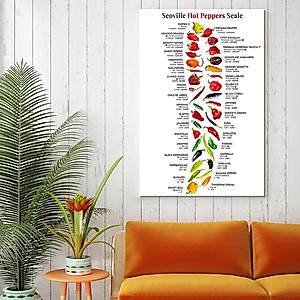 Scovill Hot Peppers Scale , Chilli Capsicum Knowledge Posters Nature Plant Gourmet Botanical Guide Kitchin Fresh Gift Living Room Prints Bedroom Decor (16x24inch-No Frame)