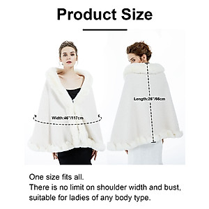 Faux Fur Shawl Wrap Bridal Cape Bridesmaids Stole Lambs Wool Shrug Winter Wedding with Fur Trim Ivory