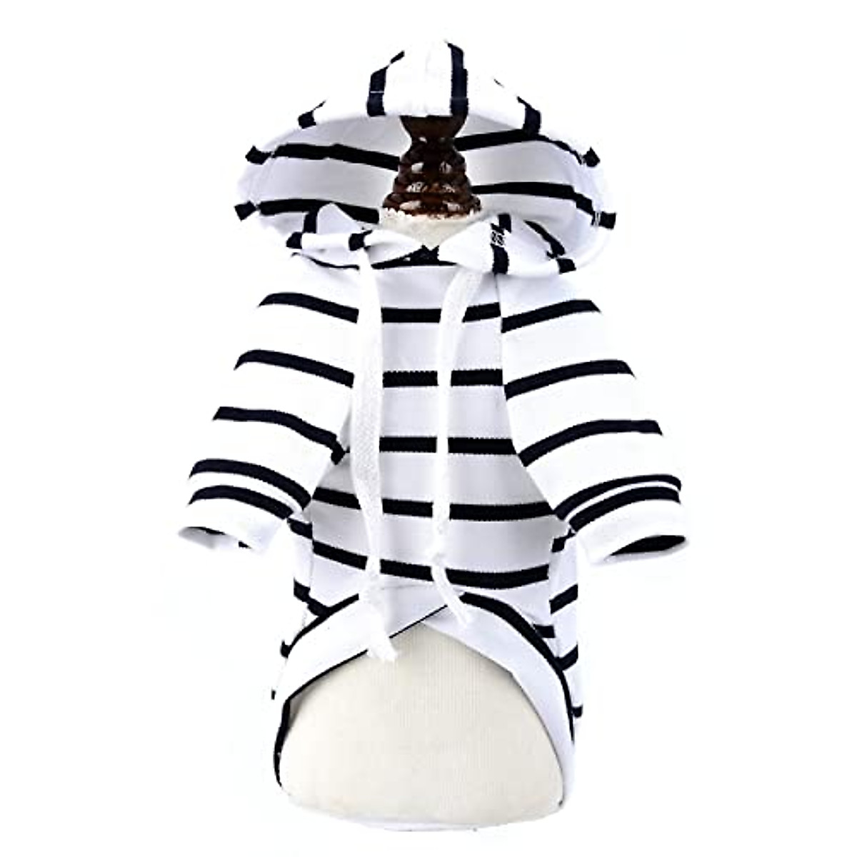 SMALLLEE_LUCKY_STORE Pet Striped Hoodie Sweatshirt Hooded for Small Medium Dog Cat Puppy Pullover French Bulldog Pug Boston Terrier Sweater with Hat Cold Weather Coats Winter Warm Clothes