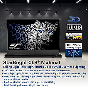 Elite Screens Kestrel Tab-Tension CLR, 121" Diag. 16:9, Ultra-Short Throw Ceiling Ambient Light Rejecting (CLR®/ALR) Electric Floor-Rising Projector Screen,Black Casing, FTE121UH2-CLR