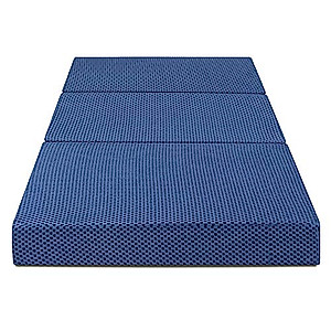 Sleeplace 4 inch Tri-Folding Memory Foam Topper, Blue (Blue), Twin (SVCN04TM02T)