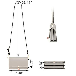 UTO Crossbody Bags for Women Leather Wallet with Wristlet Card Phone Checkbook Passport Organizer Ladies Clutch Purse Crossie Grey