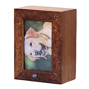 Wooden Photo Urn Box for Cat and Dog Ashes |Wood Cremation Urns for Pet Ashes | Funeral Urns | Decorative Urns | Burial Urns ((A))